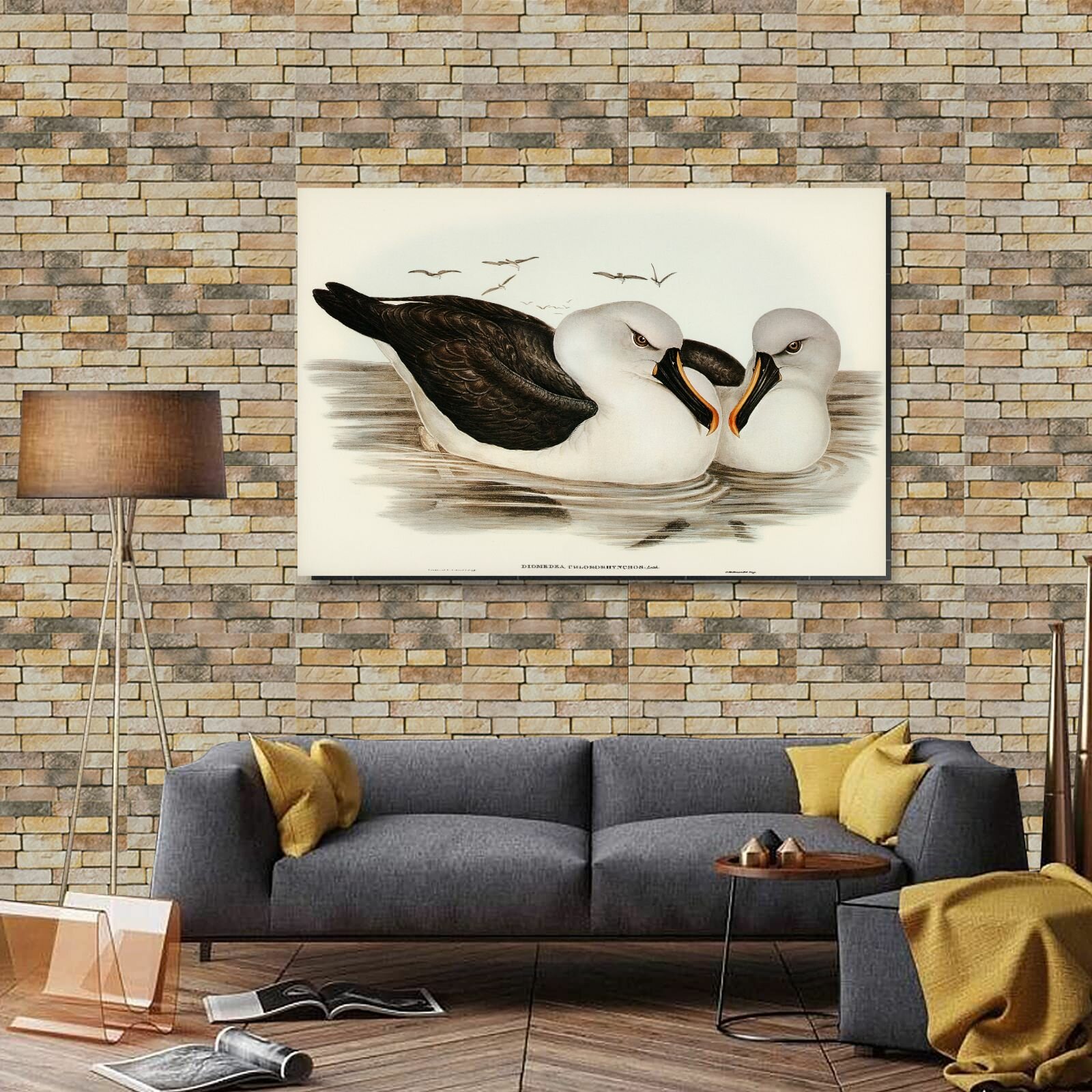 Картина "Чайки", натуральный холст, на подрамнике, покрыта лаком 40х70 см