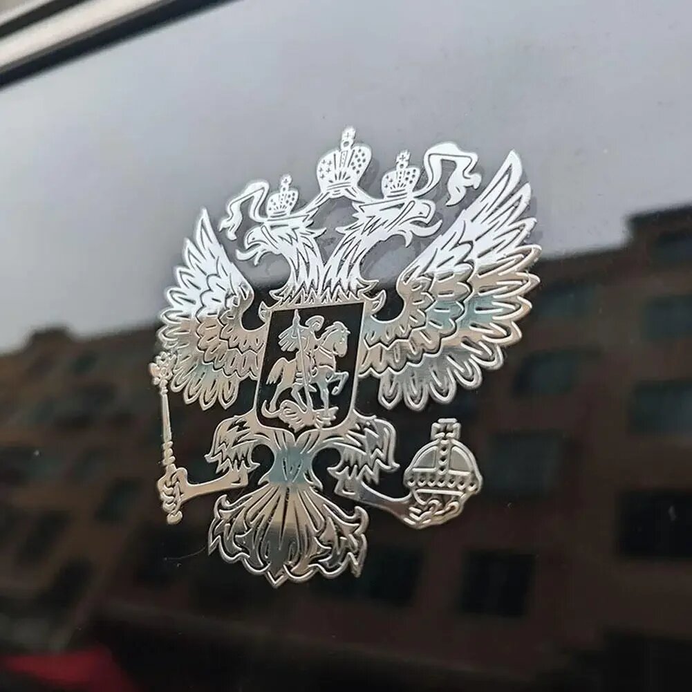 Наклейка с гербом России, никель-металлическая наклейка для автомобиля, эмблема автомобиля B