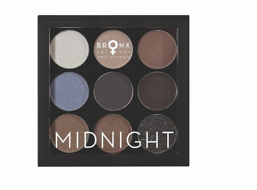 BRONX COLORS Палетка теней для век 9 оттенков Midnight, 8 г