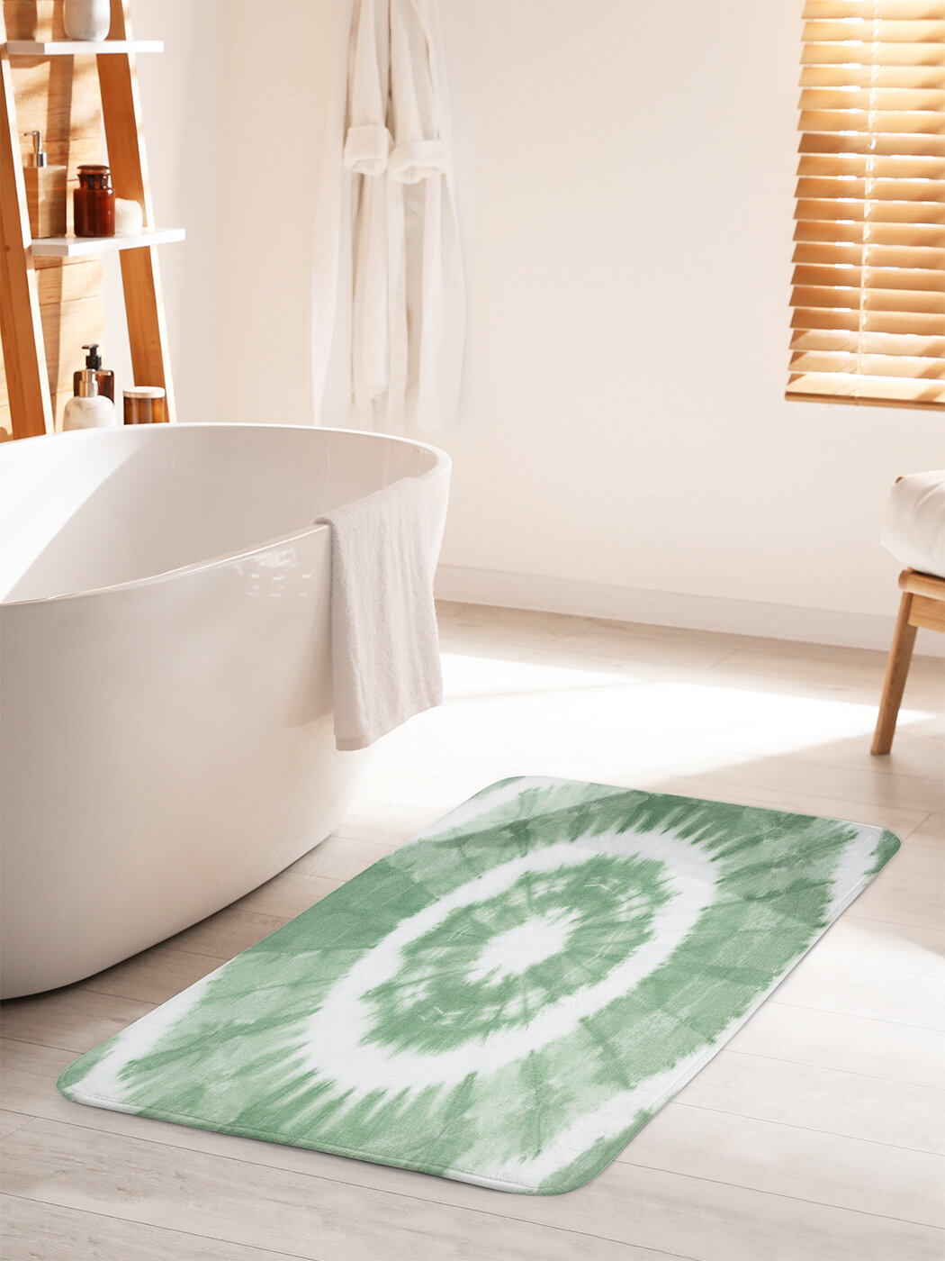 Коврик для ванной комнаты и туалета противоскользящий "Удивительный зеленый узор" 60х100 см, JoyArty