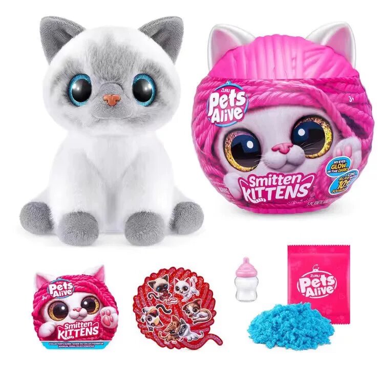 Игрушка-сюрприз Zuru Pet Yarn Cat Magic Egg: плюшевая кукла с звуком, подарок для девочки [Бесплатная батарейка]