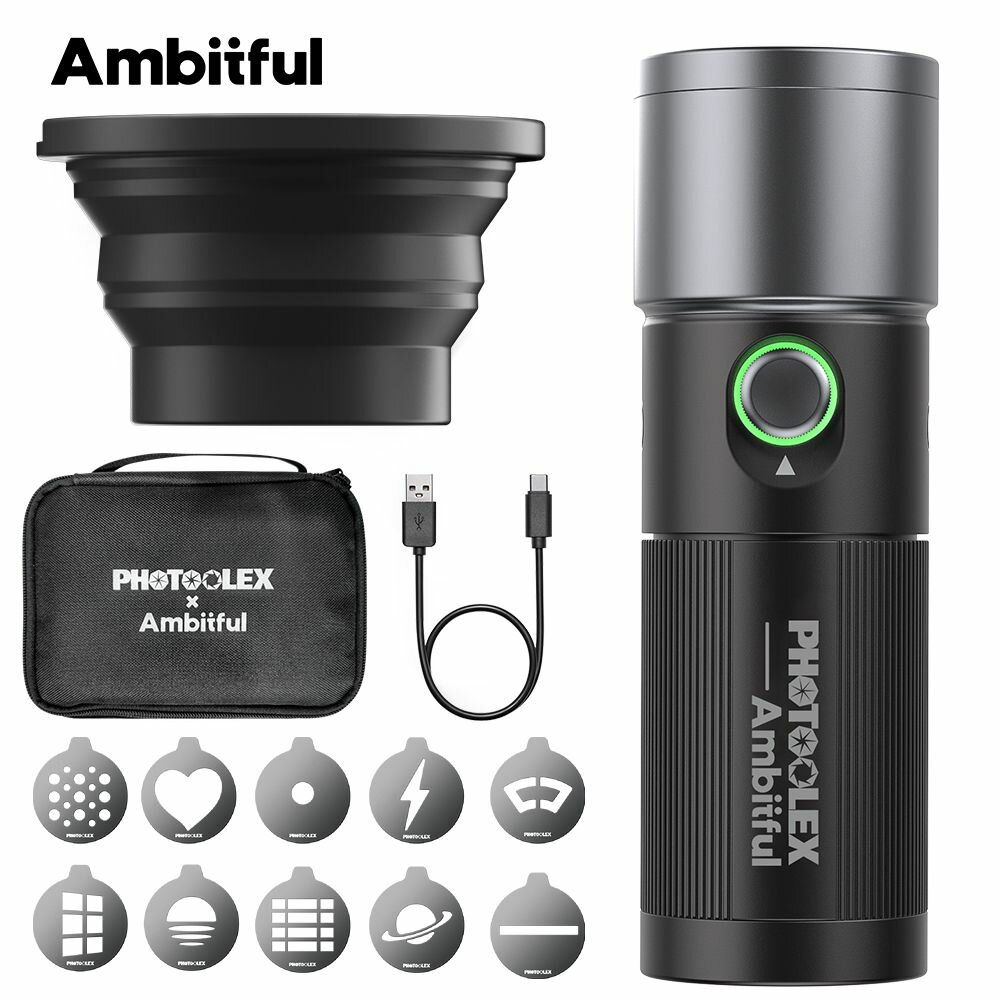 Студийный фонарик Ambitful 10 Вт для проекционной фотосъемки с фокусировкой
