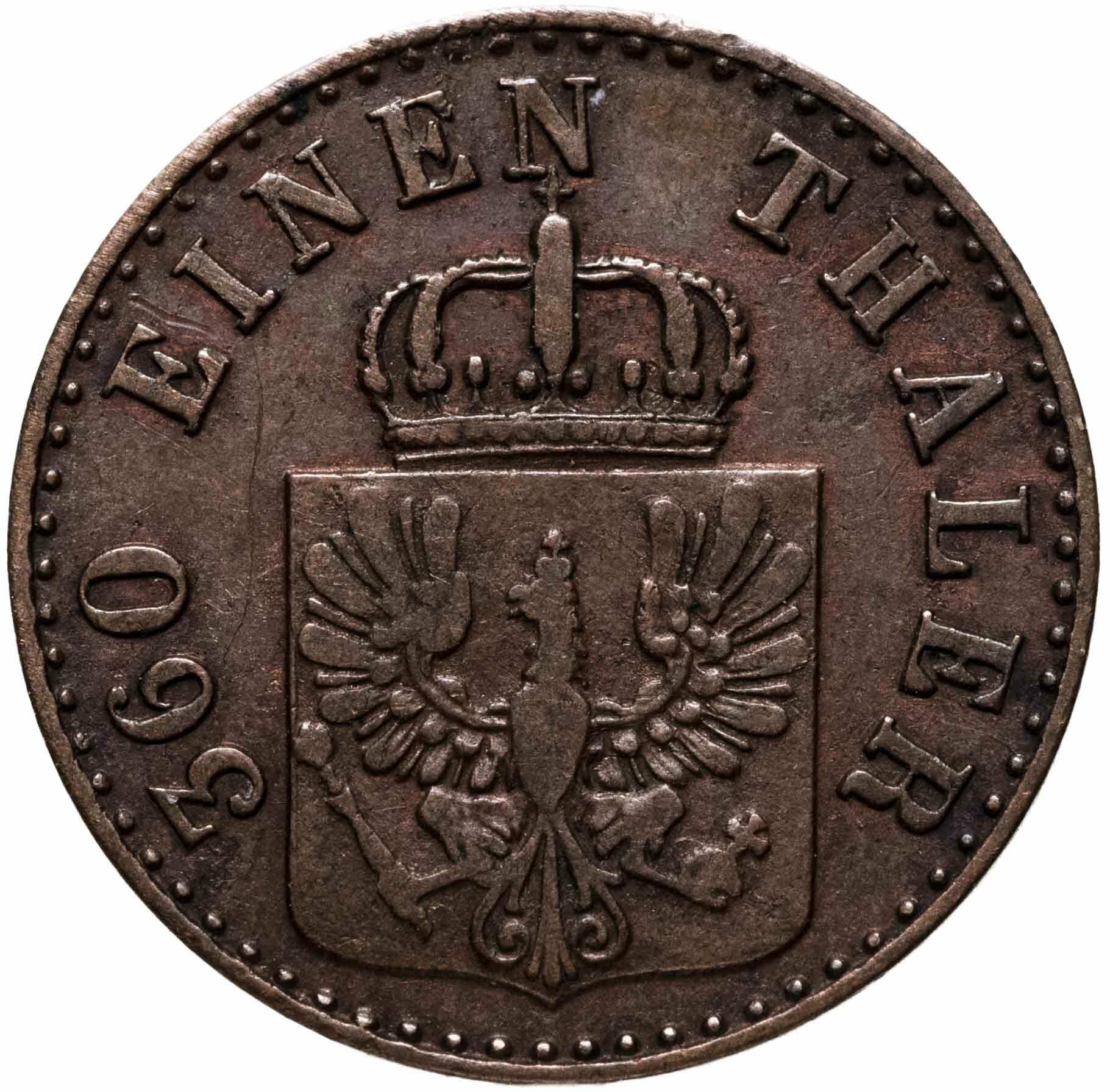 Германия, Пруссия 1 пфенниг 1847, Медь, в сохранности AU