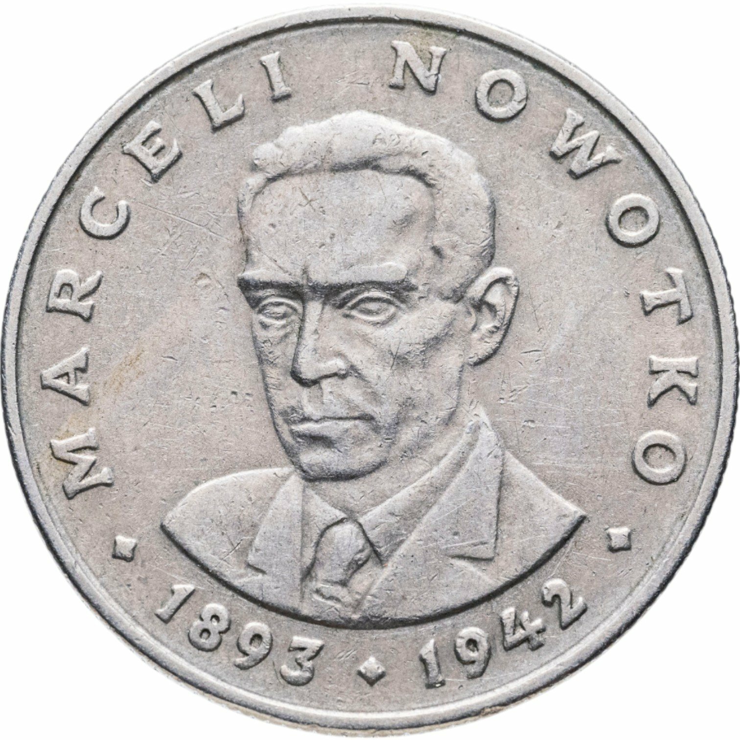 Польша 20 злотых 1974 "Марсель Новотко", Мельхиор медь-никель, в сохранности XF