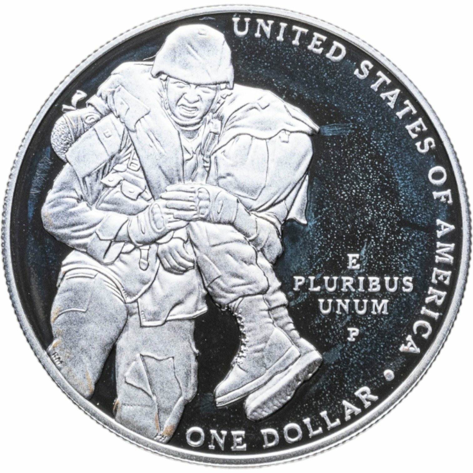 США 1 доллар 2011 "Медаль Почёта Вооруженные силы" в футляре, Серебро 900, в сохранности Proof