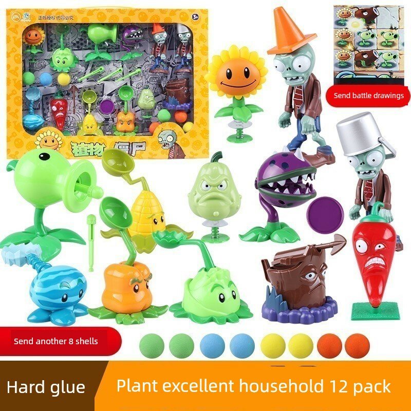 Классический набор игрушек Plants vs. Zombies из твердого пластика с 12 фигурами в делюкс-коробке - официальные игрушки
