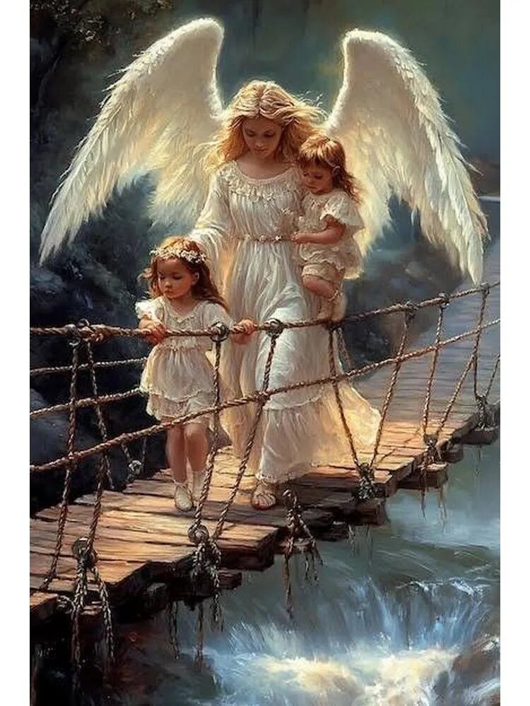 Алмазная живопись"Ангел-хранитель", 5D, круглая, 40x50 см. Производитель: Brose Art.