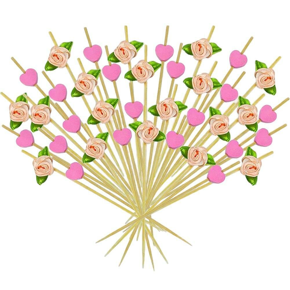 Закусочные палочки для коктейлей и десертов на День Святого Валентина, подставки для украшения тортов и фруктов