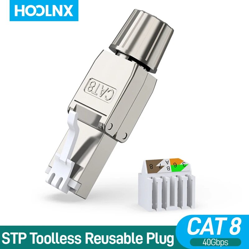 HOOLNX CAT8 STP RJ45 Разъем, 30шт, Многоразовый