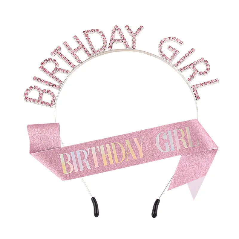 Тиара "Birthday Girl" с лентой, цвет 05