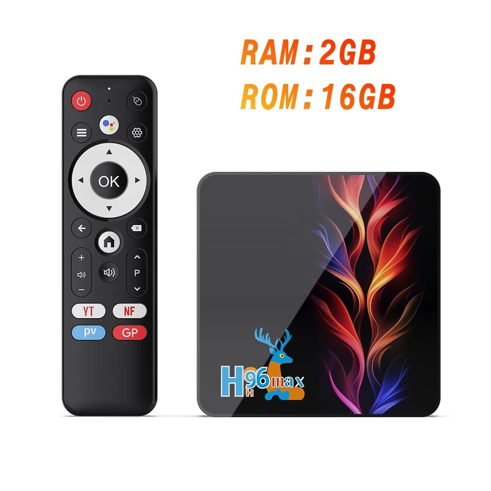 H96 MAX H618 Android 14 ТВ-приставка 4/32/128 ГБ 8K UHD WiFi6 Bluetooth 5.4 с пультом Европейская вилка (EU Plug), 2GB 16GB HOPE