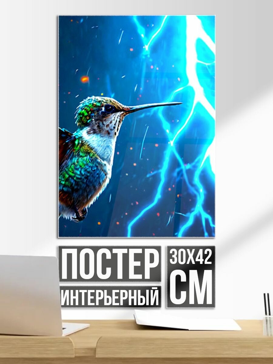 Постер на стену Колибри в грозу