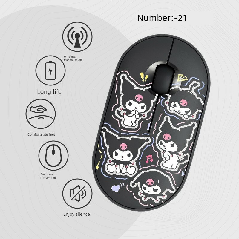 Беспроводная мышь Kuromi с зарядкой, бесшумная Bluetooth, двойной режим, домашний офис, настольная внешняя мышь