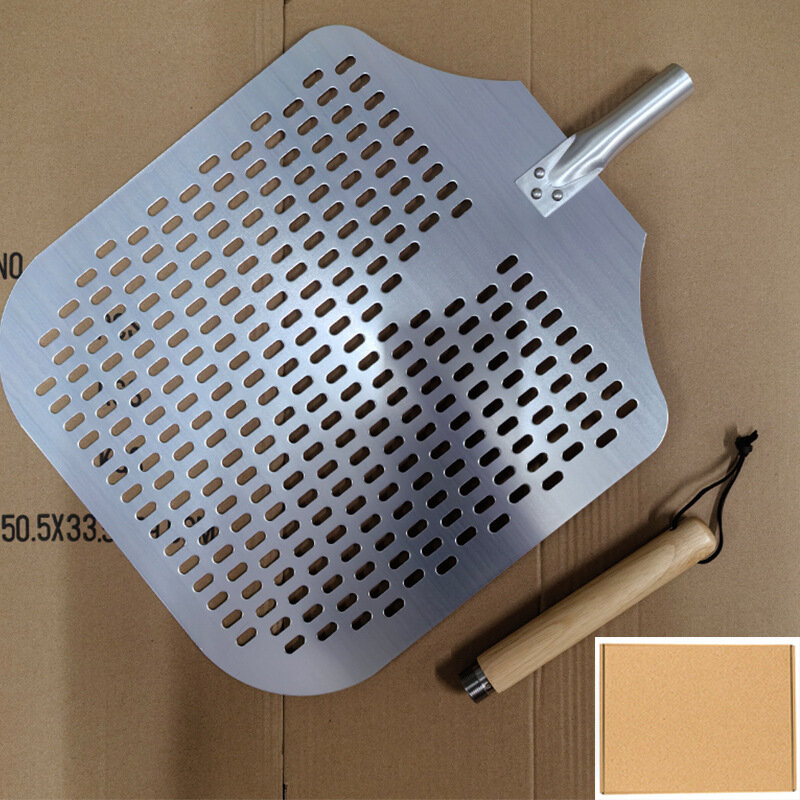 Производитель в наличии Лопатка для пиццы Алюминиевая лопатка Лопатка для торта Съемная деревянная ручка Перфорированная 12/14/ 16inch Лопатка для выпечки и переноски пиццы