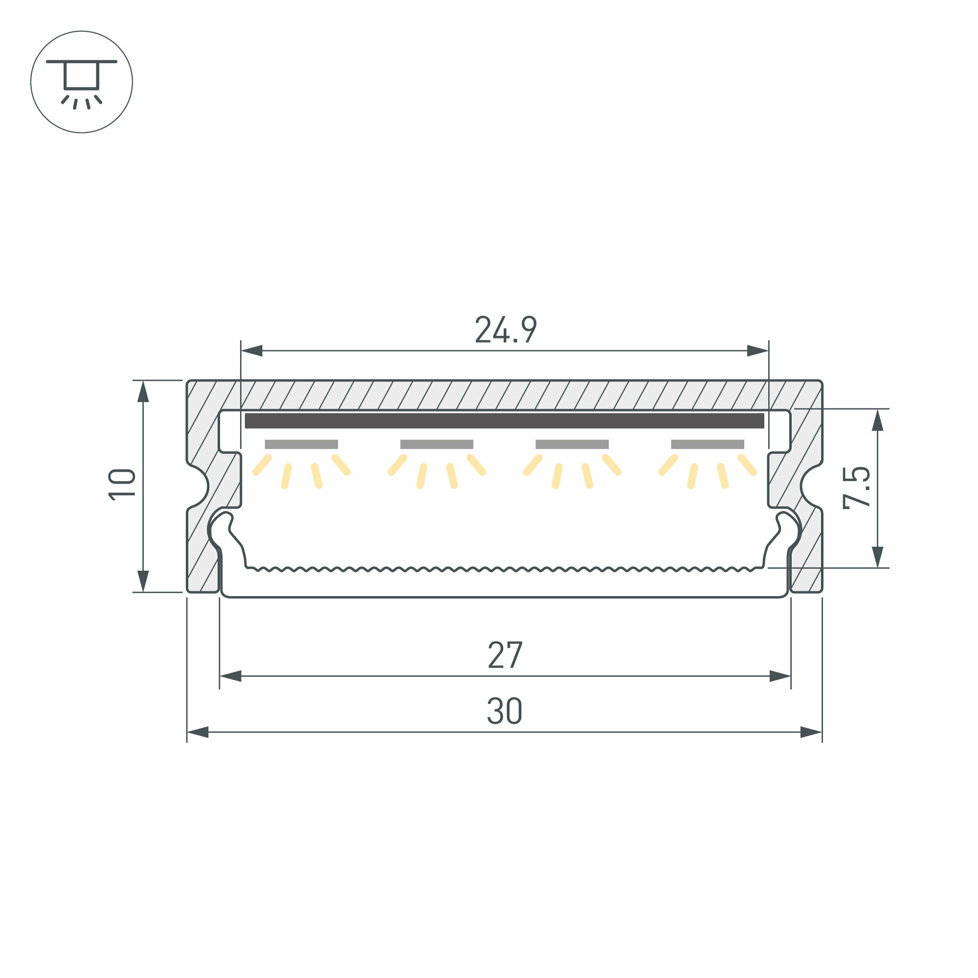 Профиль для светодиодной ленты Arlight Профиль LINE-3010-2000 ANOD (Arlight, Алюминий), 2м