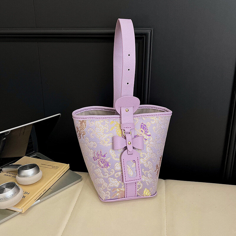 Новая сумка-тоут в китайском стиле из брокада, настраиваемый комплект ткани, ручная работа, сумка-ведро, одно плечо, кроссбоди, женская сумка, нишевый стиль