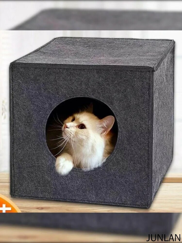 Складной квадратный домик для кошек, войлочный складной дом - коробка, лежанка для кота, котенка и маленьких собак