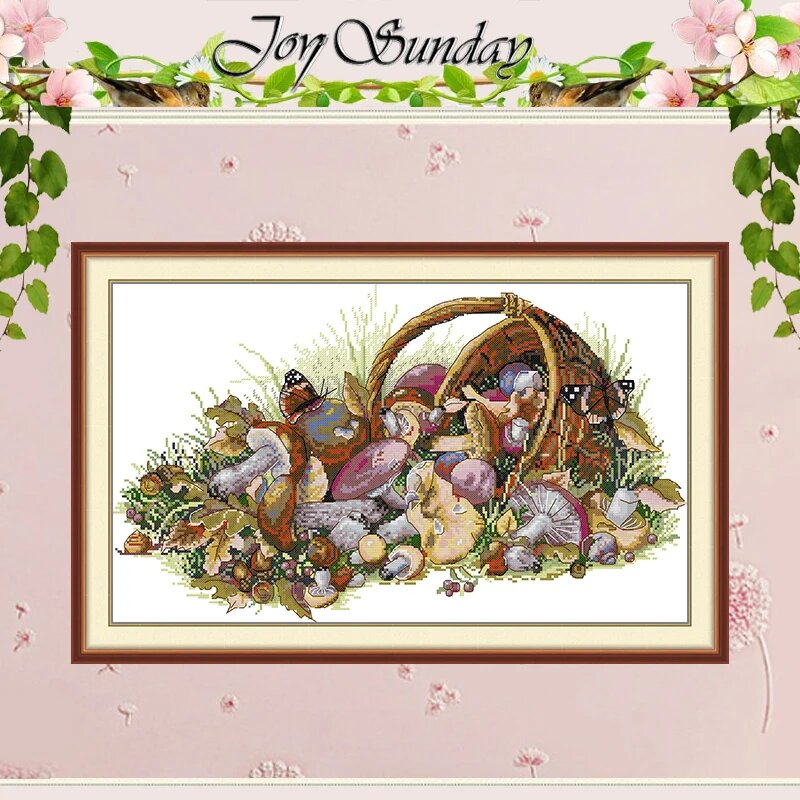 Набор для вышивки крестом Joy Sunday Узоры грибов 14CT blank canvas