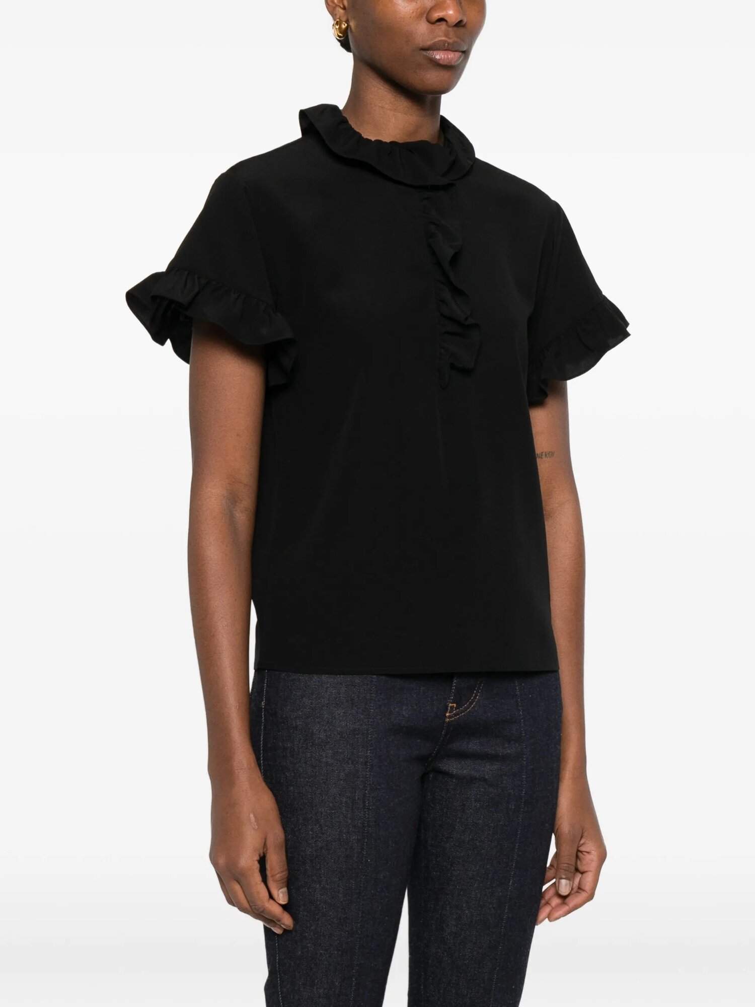 Блуза Chloe Short-sleeve ruffle blouses, размер 36, black / black — фото 1