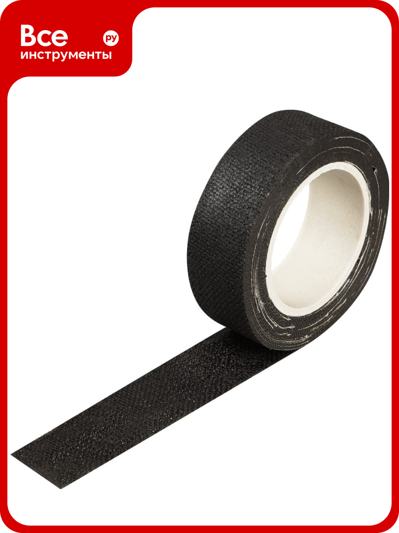Изолента ХБ на тканевой основе AIRLINE 50 г, прорезиненная, 19х0,4 мм, 4 м, черная ADHB001