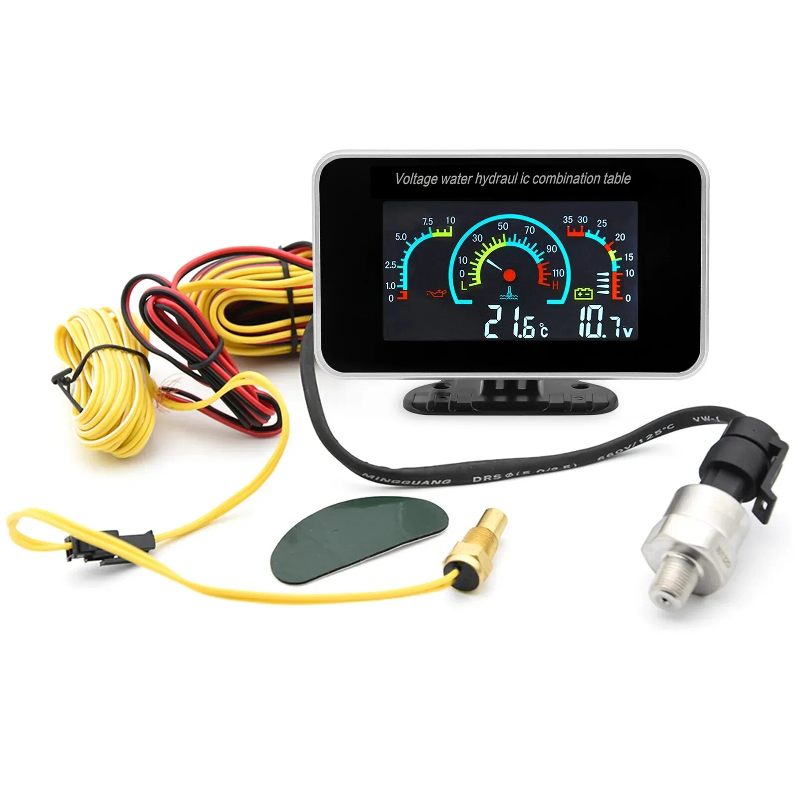 Цифровой Комбинированный Манометр 3-в-1, Давление Масла, Напряжение, Температура Воды С Датчиками 1/8 NPT