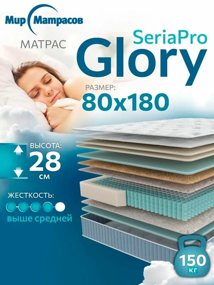 Матрас 180*80 см детский Seria Pro Glory, Независимые пружины