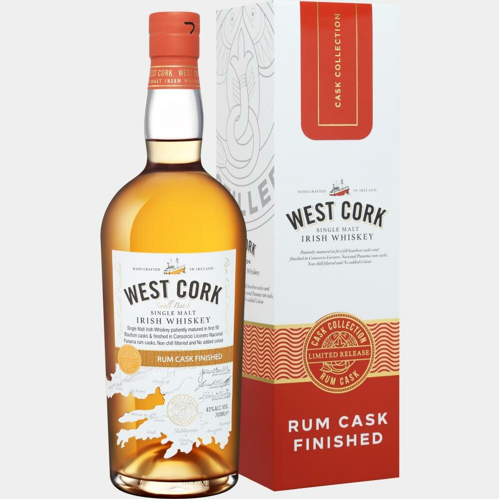 West Cork Small Batch Rum Cask Finished Single Malt Irish Whiskey (gift box)