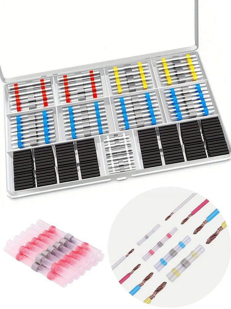 Кольцевые изолированные клеммы 250 шт (Б25К35С30Ж10) + термоусадочная трубка 150 шт 3.0 мм 20 мм черная для соединения проводов