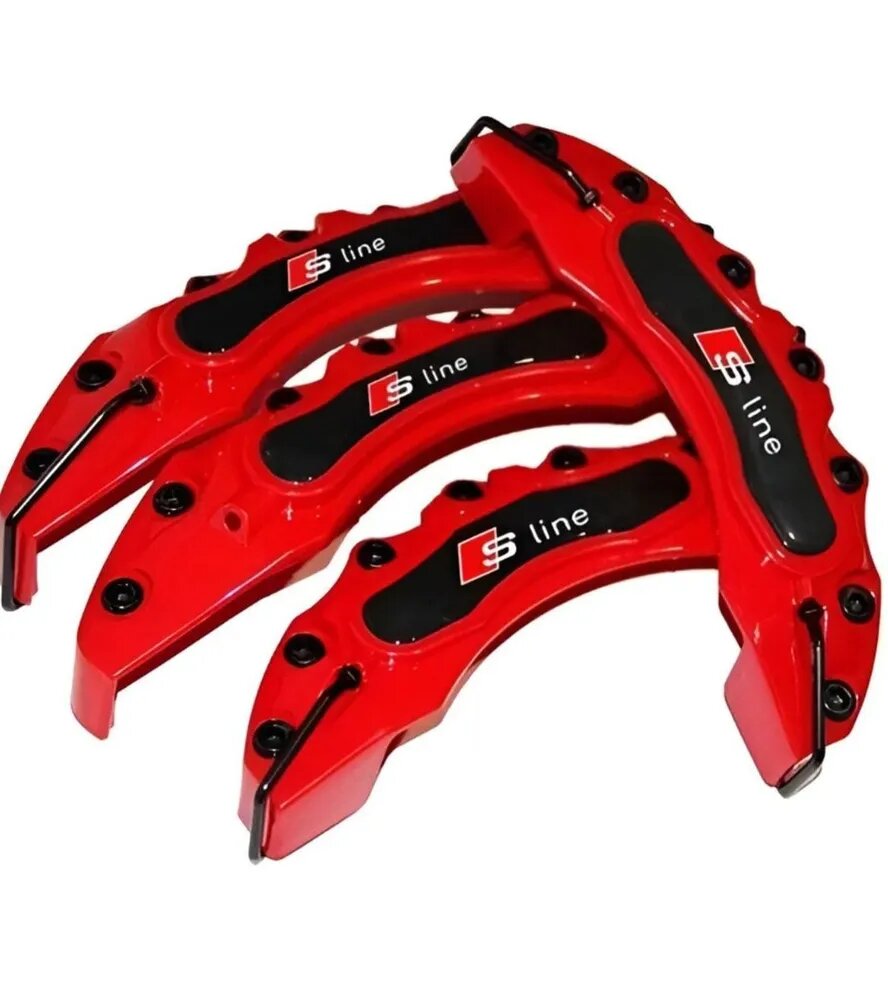 Wencileyn Суппорты тормозные, арт. Красный Audi S line Крышки тормозных суппортов для автомобиля, защитные наклейки на диск, передние и задние, модификация колесных дисков, автомобильные аксессуары, 4 шт.