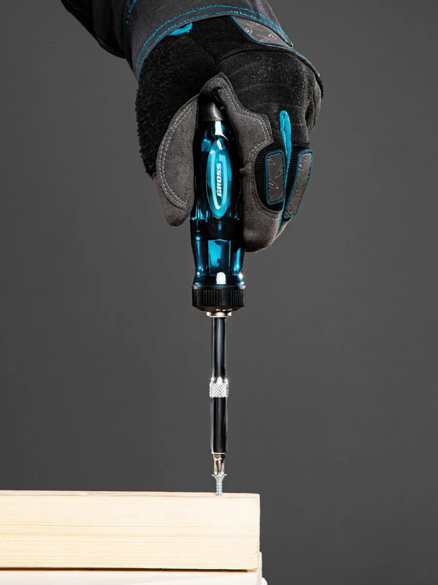 Отвертка реверсивная с удлинителем, набор бит, GROSS 11603