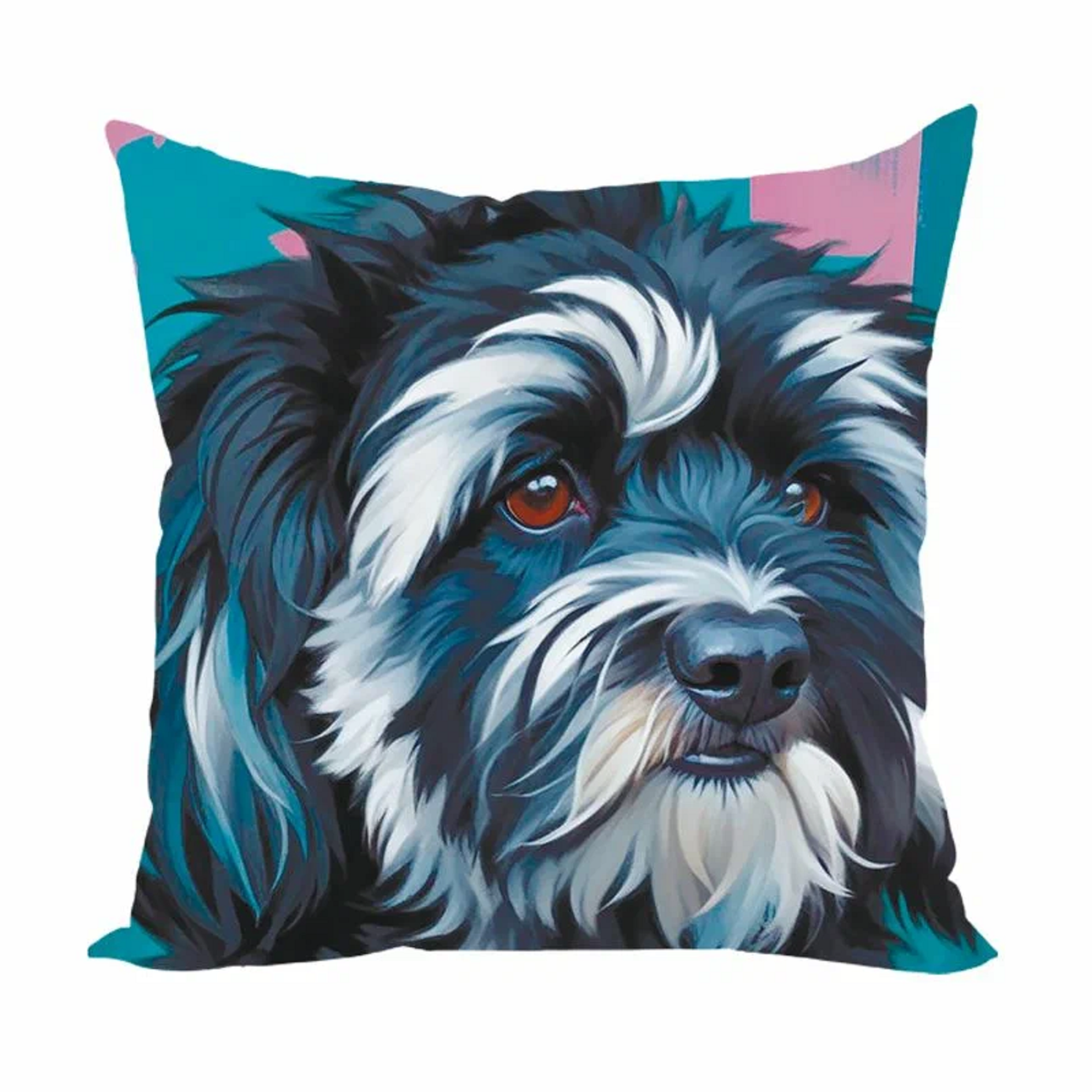 Подушка декоративная Черно белая собака 30х30 велюр