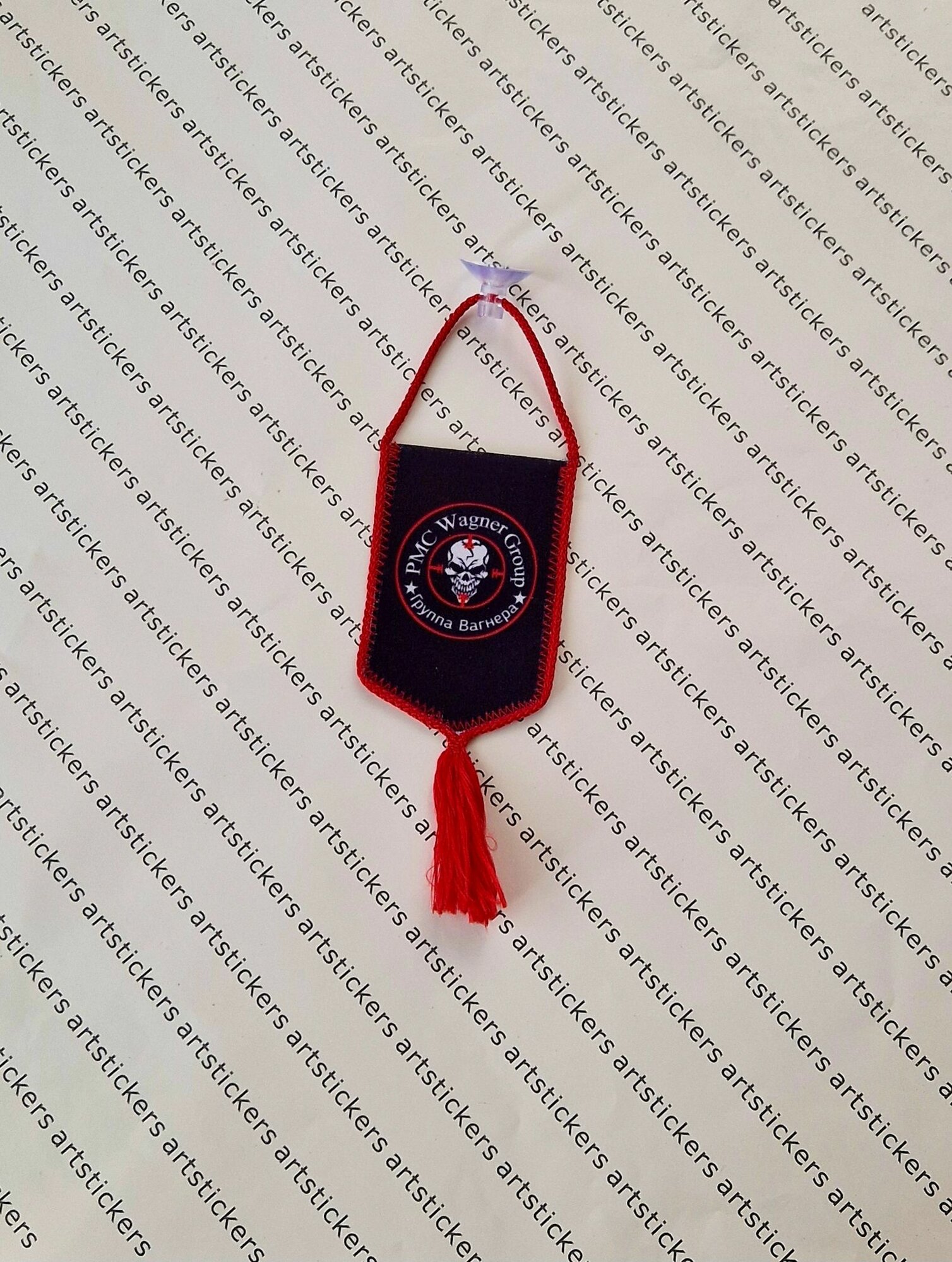 Вымпел Вагнер, размер 8х12см, двусторонний на присоске, ткань, аксессуар для авто