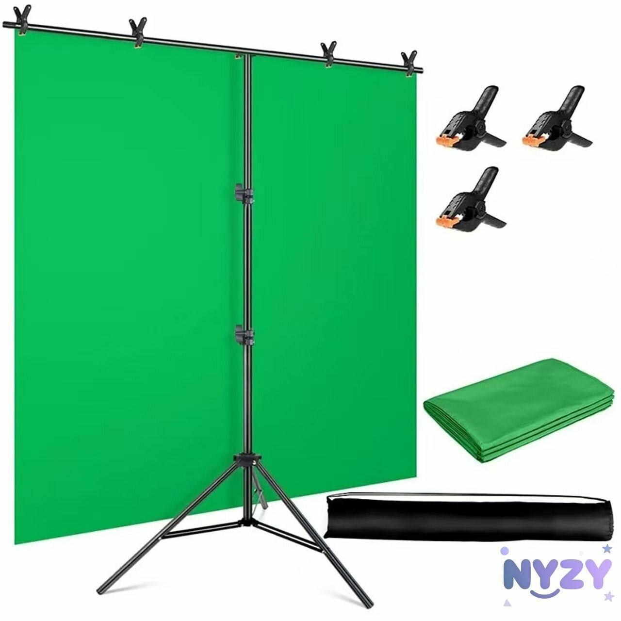 Зеленый хромакей фон 22 м с подставкой, тканевый, для фото, видео, предметной съемки и фотосессий