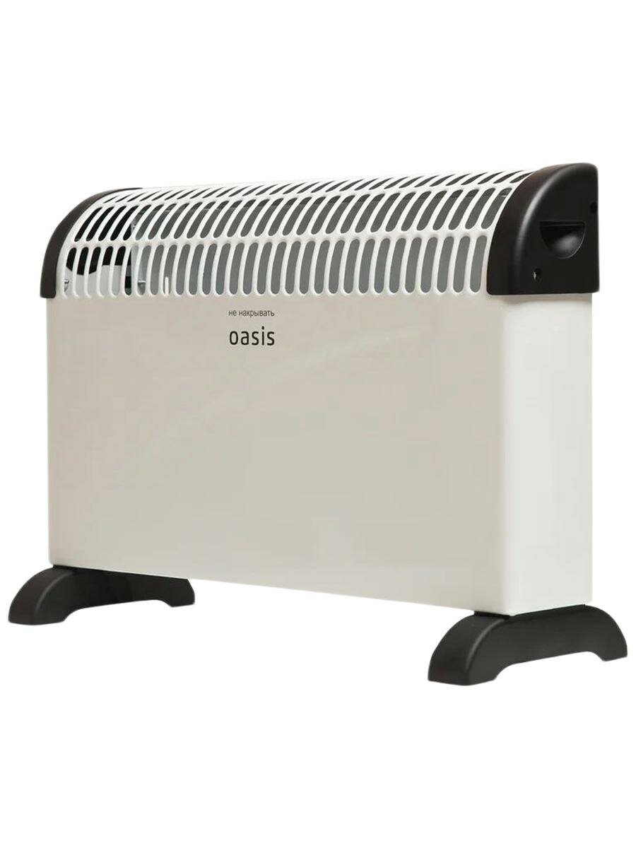 Конвектор электрический Oasis KPO-20, Мощность 2000 Вт, Напольная/настенная установка, Механическое управление, Термостат, Защита от перегрева, Белый