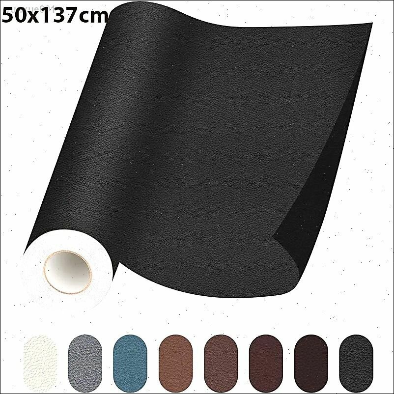Кожаная заплата для ремонта дивана 50х137см, самоклеющийся ремкомплект для дивана, автокресла (черный)