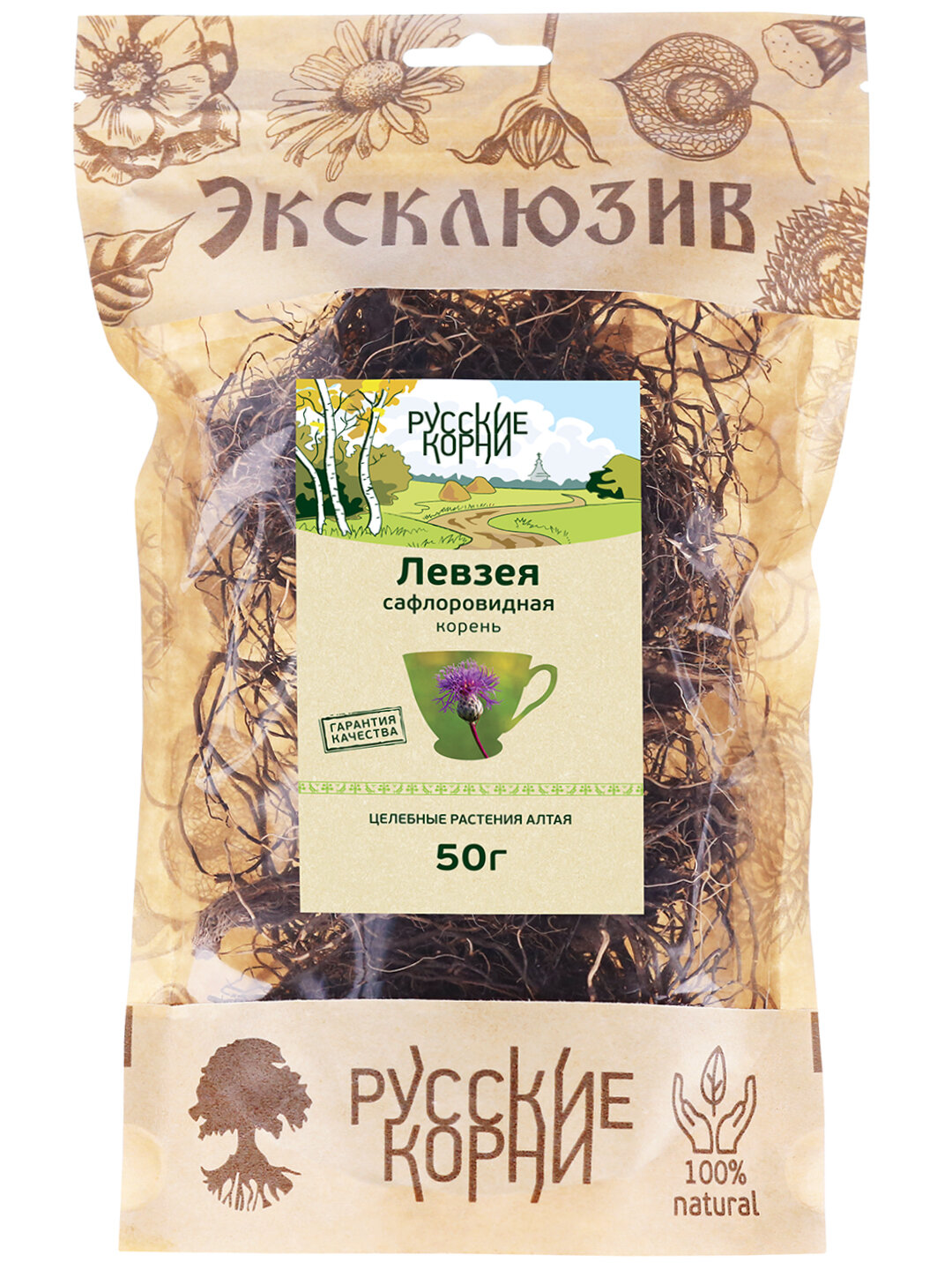 Травяной Сбор Левзея (Маралий Корень) для Иммунитета, 50 г - "Русские Корни" / Адаптоген
