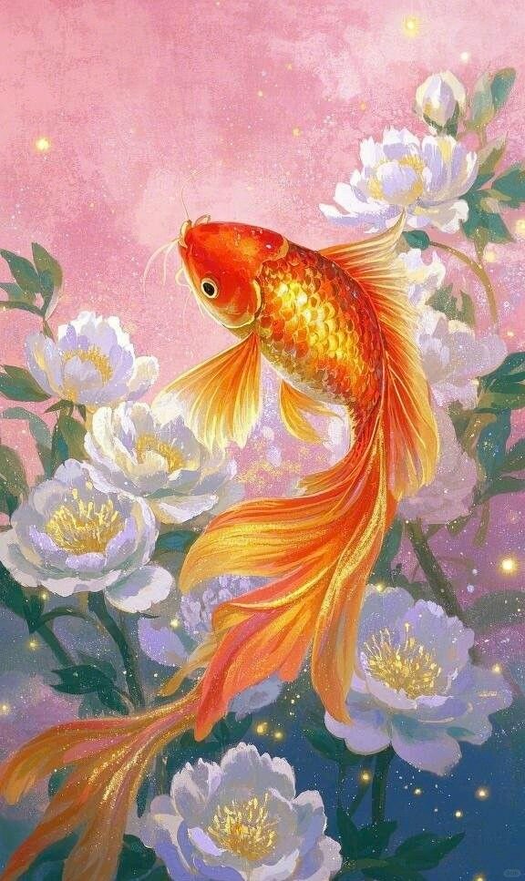 Алмазная живопись "золотая рыбка", 5D, круглая, 40x50 см. Производитель: Brose Art.