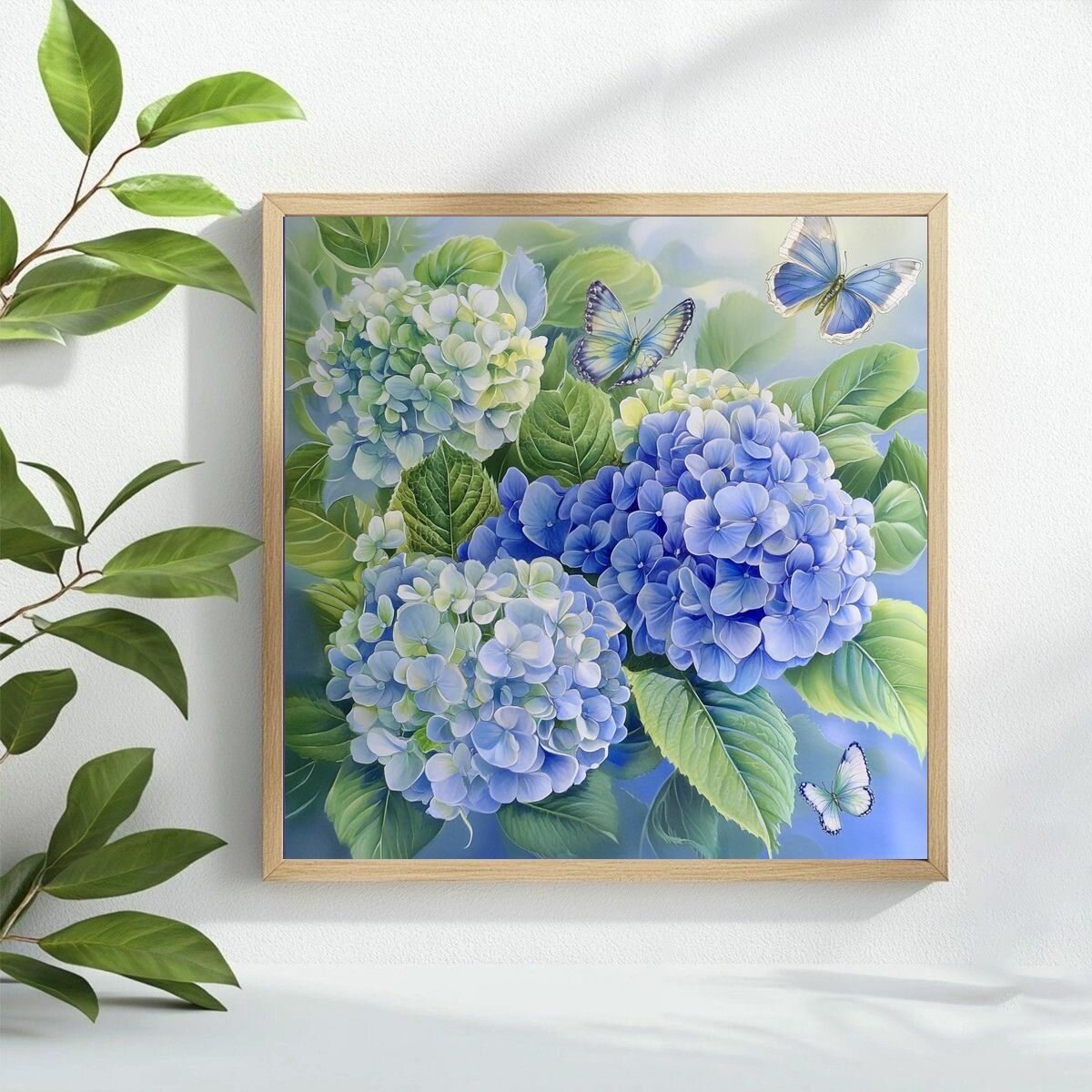 1 бескаркасная 14CT/11CT крестовая вышивка 40X40CM/15.74in Фиолетовый цветок гортензиицветов с иголками, нитками, чертежами, холстом.