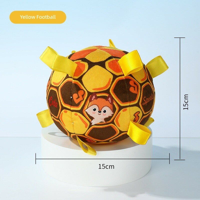 Желтая футбольная игрушка-мяч с звуком для собак, 15 см диаметр, прочная и устойчивая к жеванию
