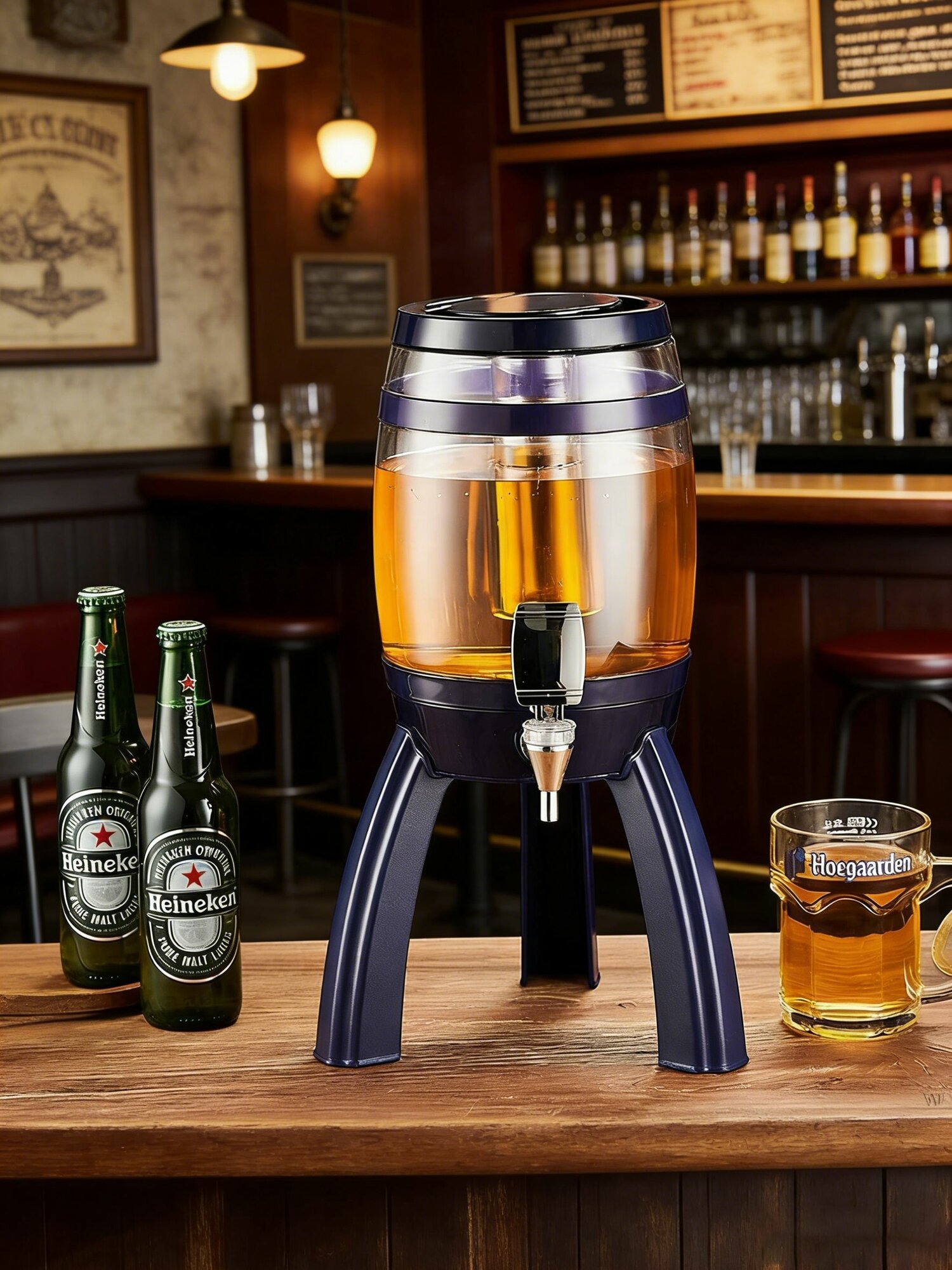Пивная башня "Бочка" с подсветкой и краном, объем 3 литра, цвет фиолетовый