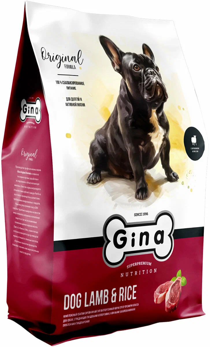 Gina Dog Lamb Rice сухой гипоаллергенный корм для взрослых собак с ягненком и рисом 18 кг