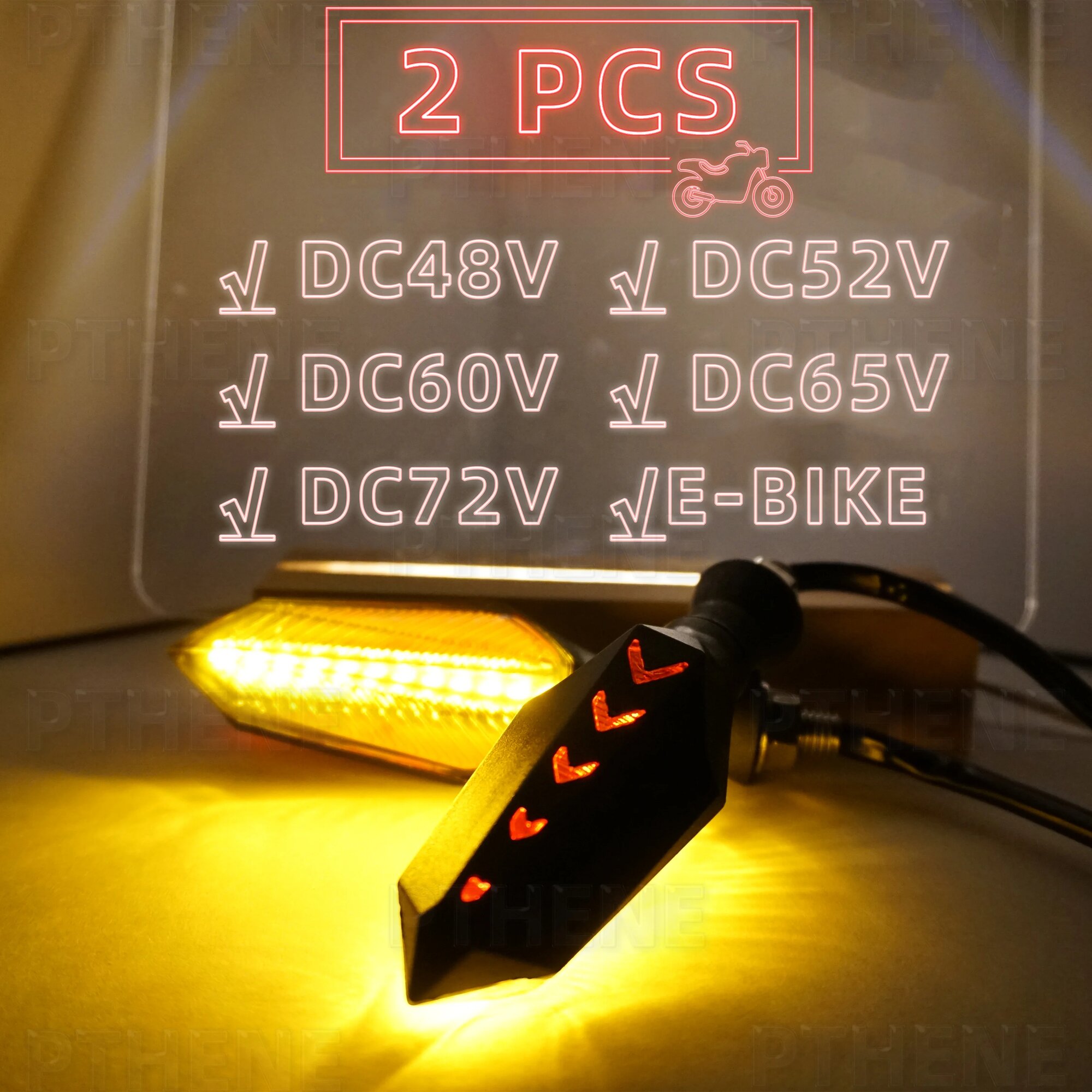 Аксессуар - Флешер Световых Признаков Поворота LED Pthene для Электроскотера, Yellow Red 2pcs