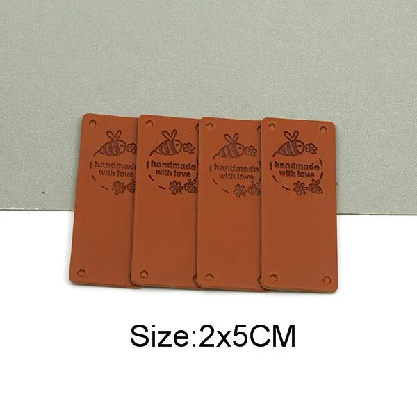 Кожаные этикетки коричневые 20 шт Коричневый, 02