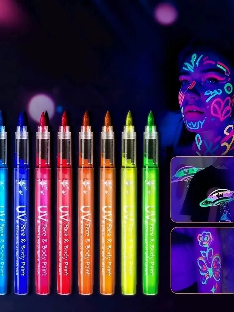 Макияж для лица, светящийся в ультрафиолетовом свете, 16 штука для вечеринки