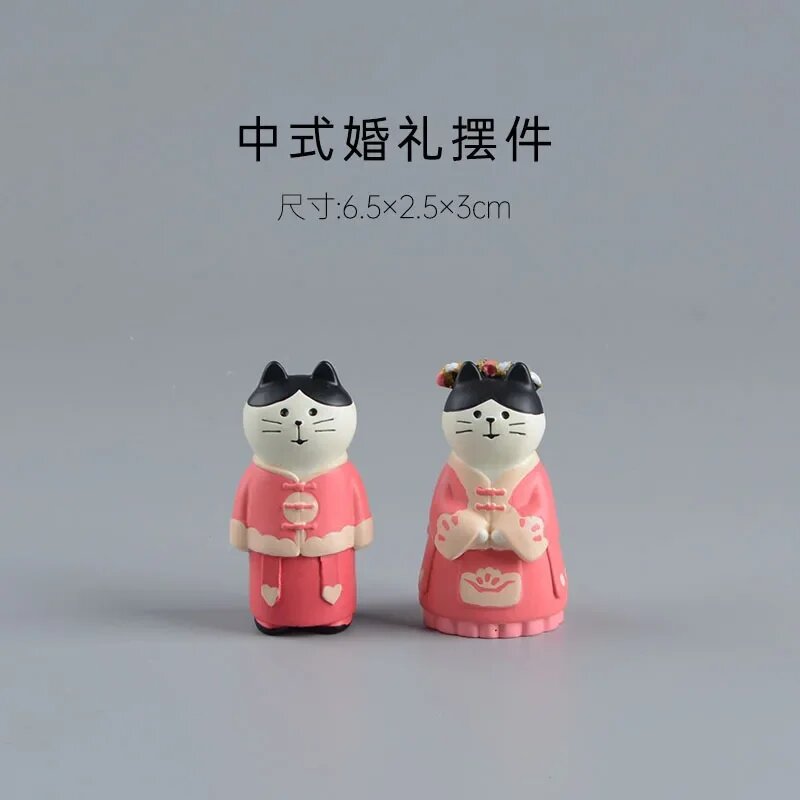 Миниатюрная фигурки кошки жених невеста для торта Set 4