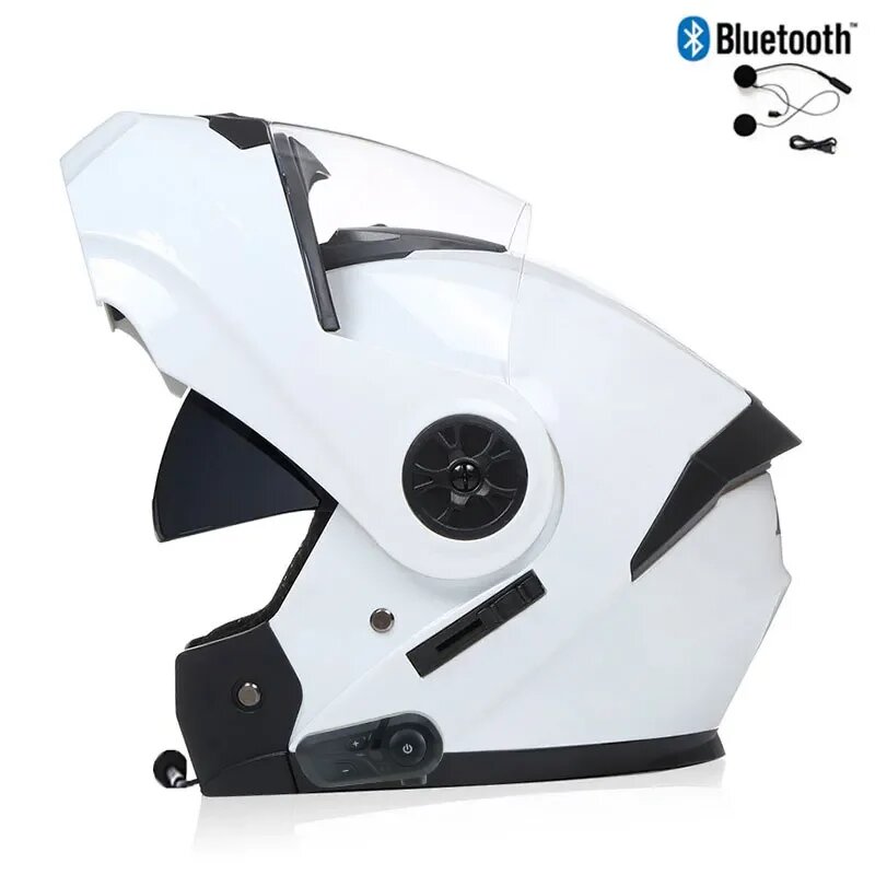 Белый модульный мотошлем Bluetooth M, DOT, Color: 16