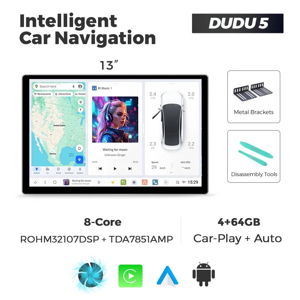 DUDUAUTO DUDU 7 DUDU7 A7870 11.5 дюймов/13 дюймов AKM7739 TDA7803 DSP DTS Android 13 13 DUDU5 4G 64G