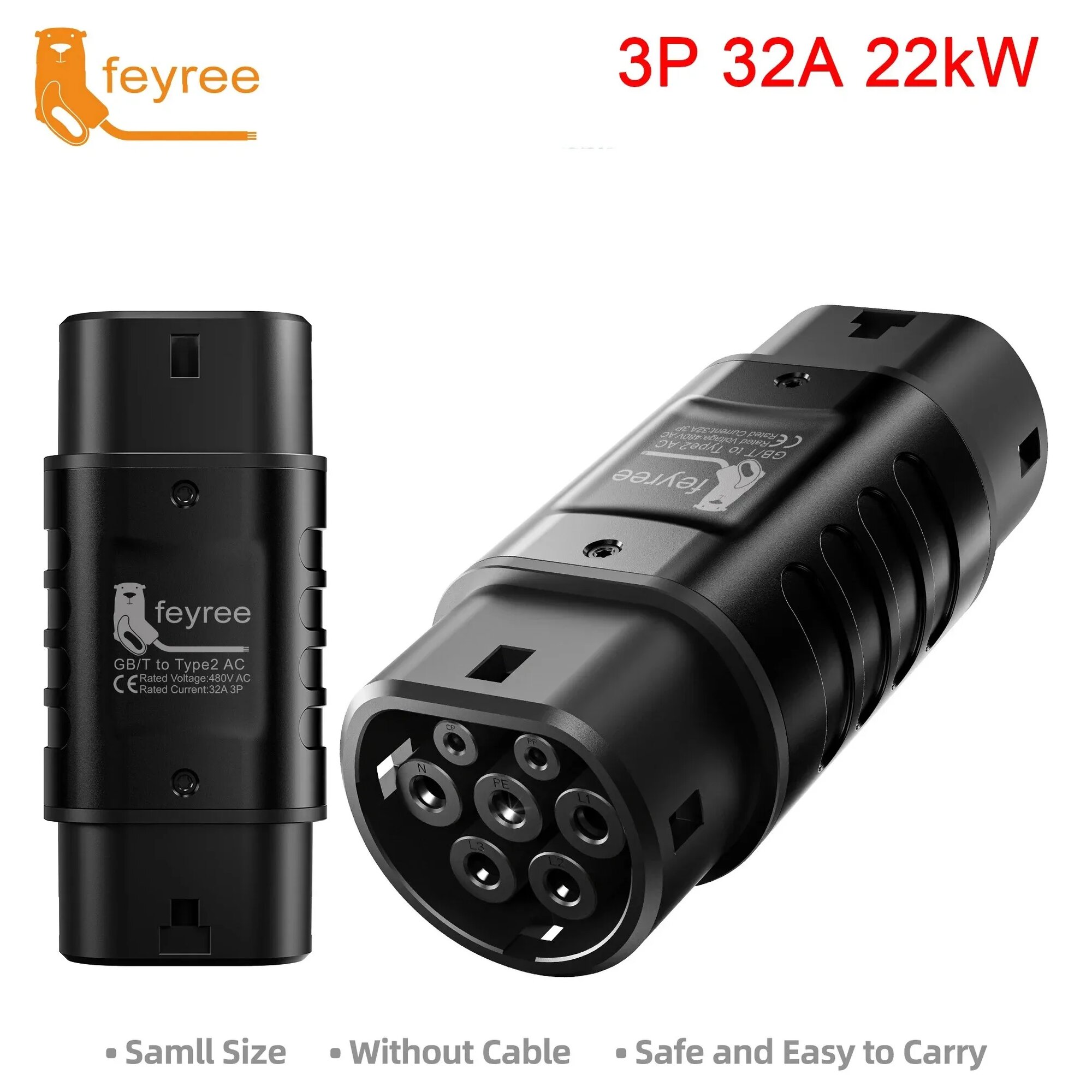 Адаптер зарядной станции Feyree для электромобилей GB/T на Type 2 IEC 62196-2, 22KW 32A 3 Phase