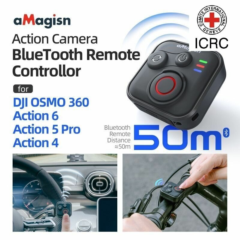 AMagisn Водонепроницаемый пульт дистанционного управления Bluetooth совместимый с OSMO 360 Action 6/5 Pro /4 Аксессуары для экшн-камер