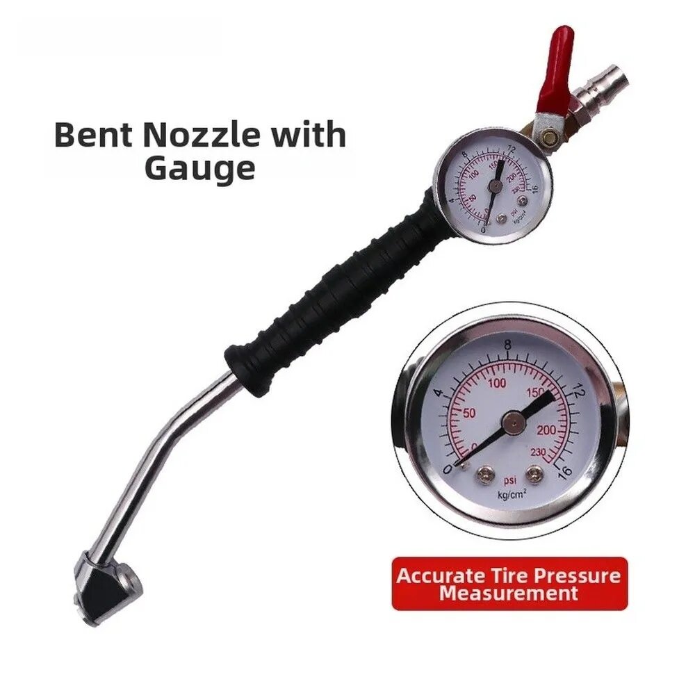 Удлинитель Шланга Воздушного Насоса для шин тяжелых грузовых автомобилей с Манометром и Отводом